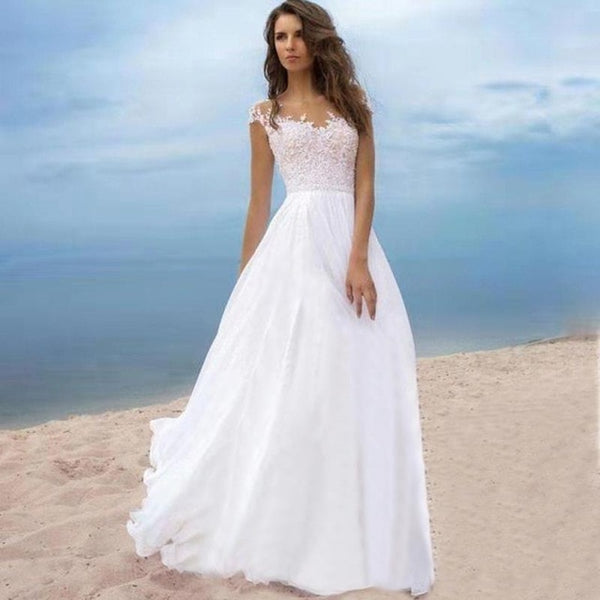Robe blanche simple bohème pour mariage - Olympe Bohème